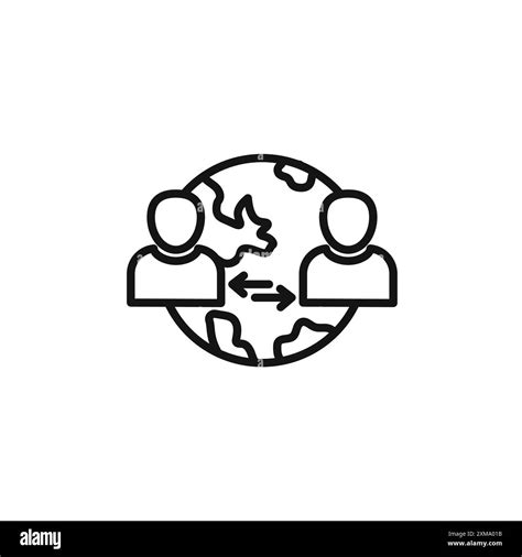 Globalization Icon Outline Collection Or Set In Black And White Outline