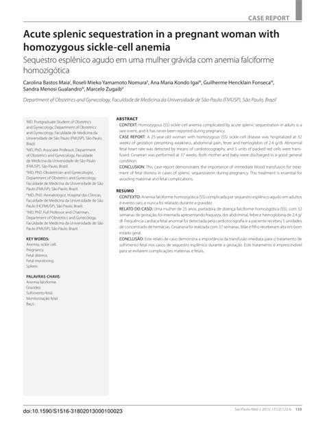 Pdf Acute Splenic Sequestration In A Pregnant Woman With Homozygous