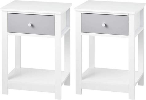 Woltu Nachttisch 2 St Nachtkommode Mit Schublade Mit Ablage Aus Mdf Weiß