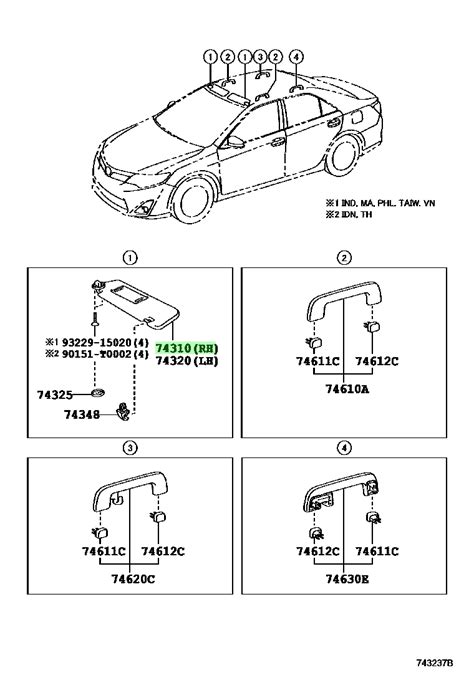 Buy Genuine Toyota 7431006660b0 74310 06660 B0 Visor Assy Rh Photos Amayama