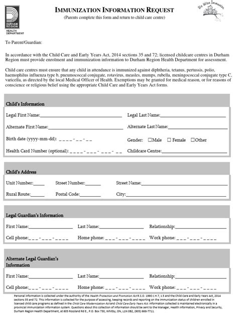 English Immunization Information Request Forms 2019 Pink Form Pdf