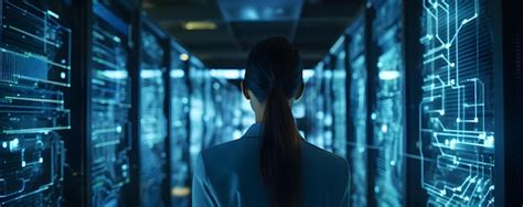 Premium Photo Woman Managing Technology In Server Room At Work Concept Technology Management