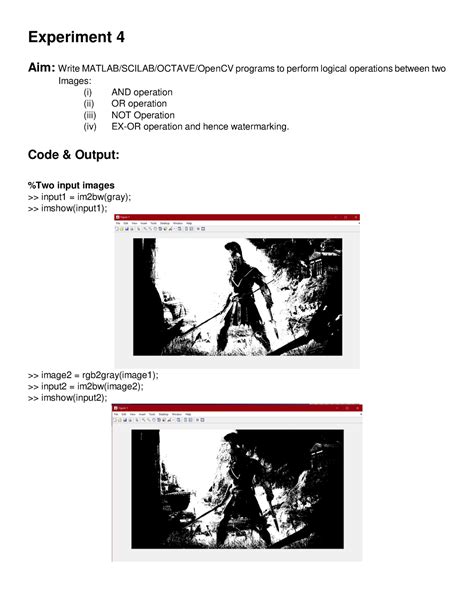 Write MATLAB SCILAB OCTAVE OpenCV Programs To Perform Logical