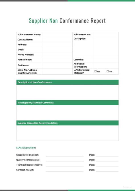 Supplier Nonconformance Report Template Download Now