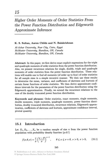 Pdf Higher Order Moments Of Order Statistics From The Power Function Distribution And