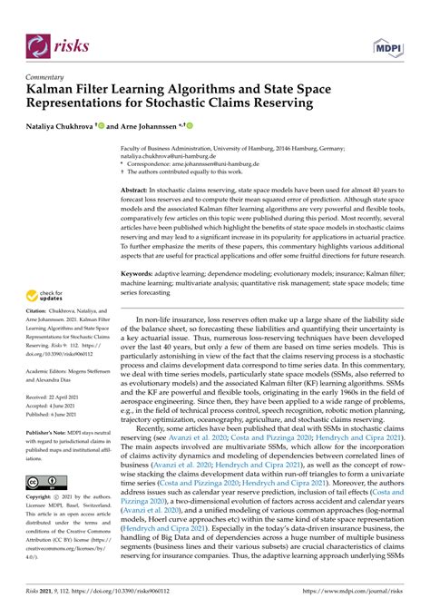 Pdf Kalman Filter Learning Algorithms And State Space Representations