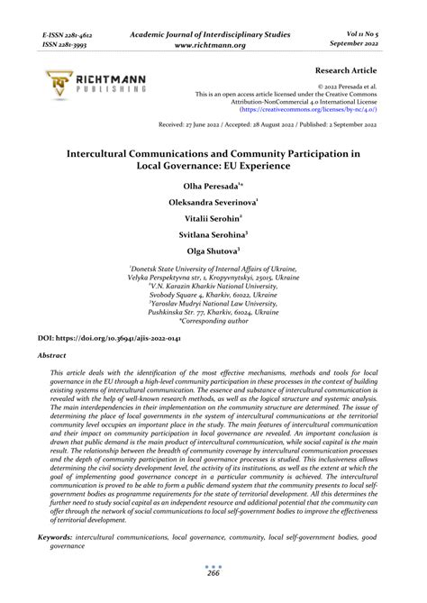 Pdf Intercultural Communications And Community Participation In Local