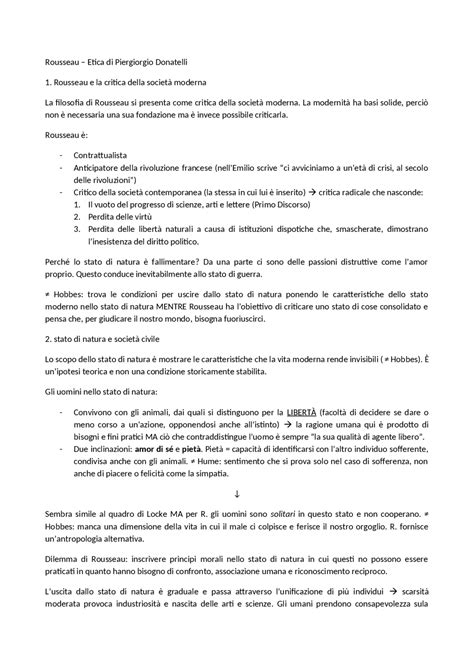 Riassunto Dellautore Rousseau Etica Di Piergiorgio Donatelli