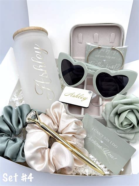 Sage Bridesmaid Proposal Box Set Personalized Bridesmaid Jewelry Box