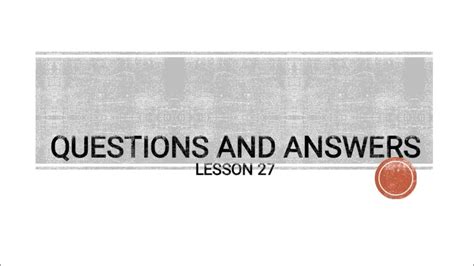 Bible Questions And Answers Lesson 27 Youtube