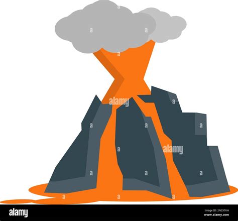 Erupting Volcano And Flowing Lava Editable Vector Stock Vector Image