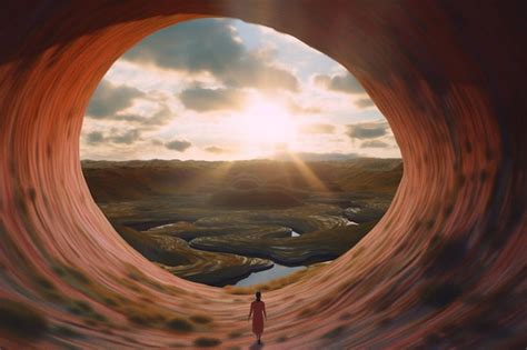 Premium Photo Woman Standing In Fantasy Surreal Landscape Woman