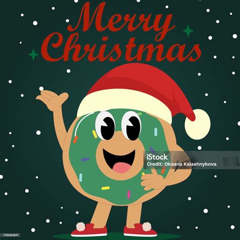 귀여운 도넛 마스코트 산타클로스 크리스마스 도넛 만화 캐릭터가 있는 산타클로스 이모티콘 도넛에 대한 스톡 벡터 아트 및 기타