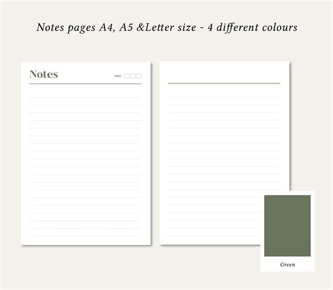 Lined Notes Template Notes Page Printable Note Taking Writing Paper Notes Planner Insert A