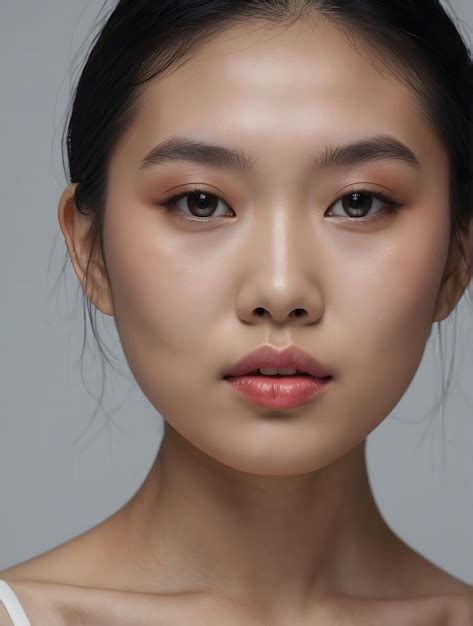 Premium Photo Beauty Asian Woman Face Close Up Beauty Portrait With