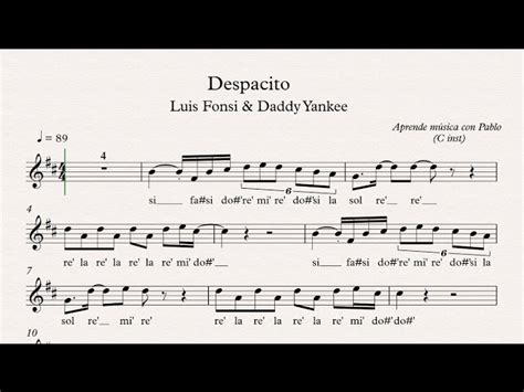 Kakadu De Acuerdo Con Pescado Despacito En Flauta Traversa Notas Lema