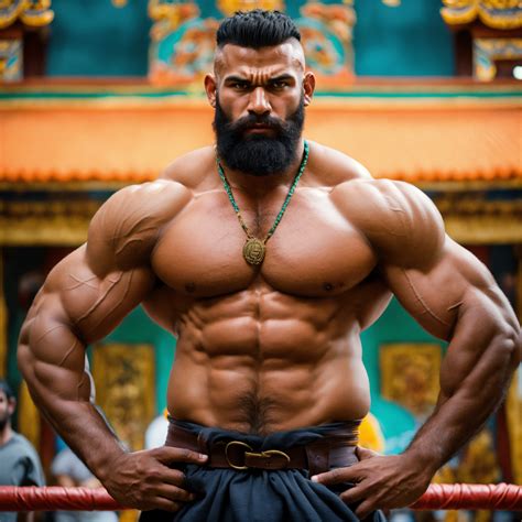 Lexica 30 Year Old Hairy Man With Big Muscles Dhalsim From Street