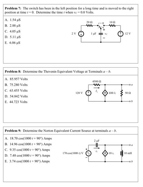 Solved Problem The Switch Has Been In The Left Position Chegg Com