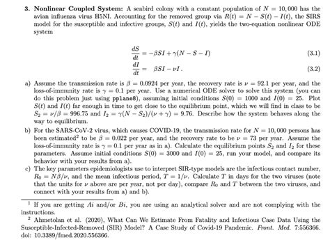 Solved Nonlinear Coupled System A Seabird Colony With A