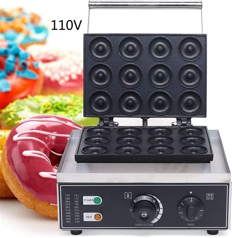 Máquina de donas eléctrica máquina comercial de donas de 12 agujeros con revestimiento