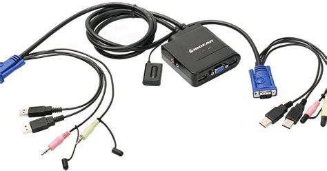 IOGEAR 2 Port USB Cable KVM Switch With Audio And Mic GCS72U B H