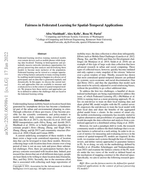 Pdf Fairness In Federated Learning For Spatial Temporal Applications