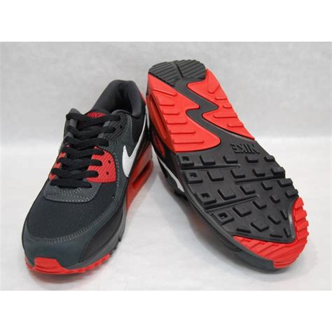 NIKE AIR MAX 90 anthracite summit white black ナイキ エア マックス 90 グレー ホワイト ブラック レッド ヌバック ナイロン メッシュ