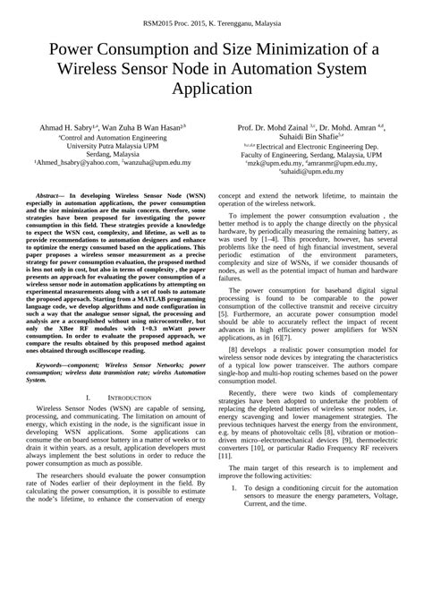 Pdf Power Consumption And Size Minimization Of A Wireless Sensor Node In Automation System