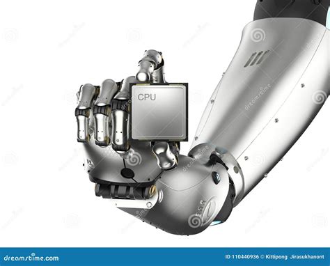 Cyborg Holding Cpu Chip Stock Illustration Illustration Of Futuristic