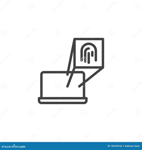 Computer Identification System Line Icon Stock Vector Illustration Of