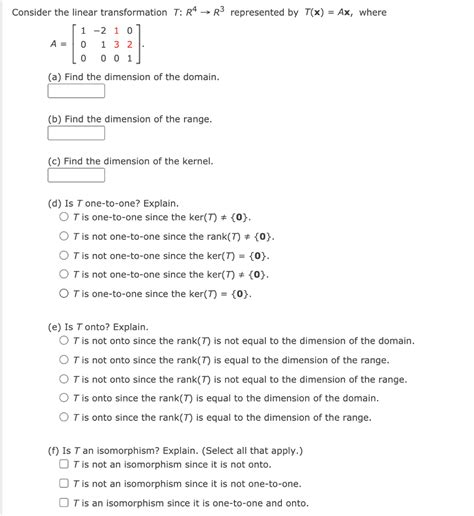 solved consider the linear transformation t r4 → r3