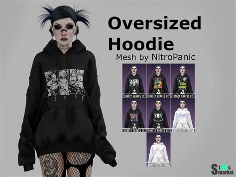 Oversized Hoodie By Lonely Graves Cc для Симс 4 Скачать мод