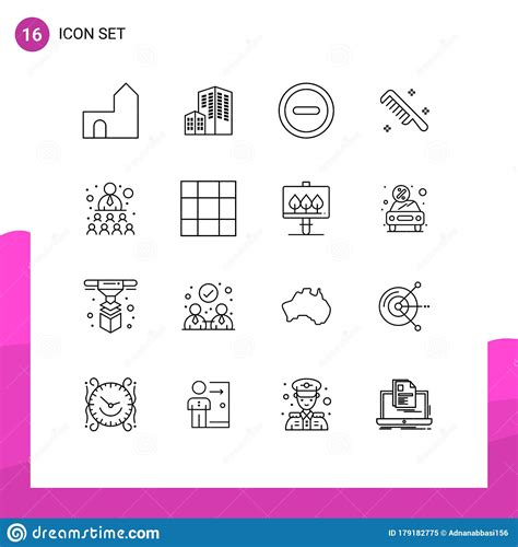 Set Of 16 Vector Outlines On Grid For Team Building Basic Clean Comb Stock Vector