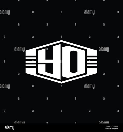 Yd Letter Logo Monogram Hexagon Emblem Shape With Stripes Outline Style Design Template Stock