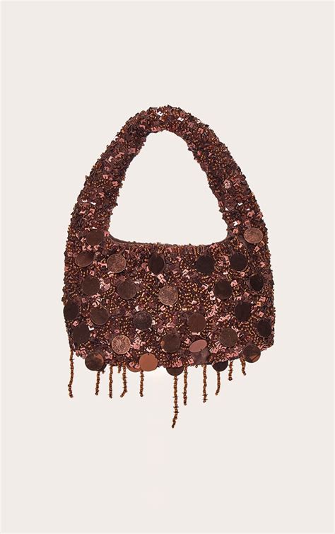 Bronze Sequin Tassel Mini Hand Bag Accessories Plt