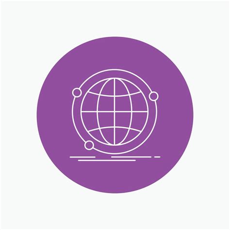 Data Global Internet Network Web White Line Icon In Circle Background Vector Icon