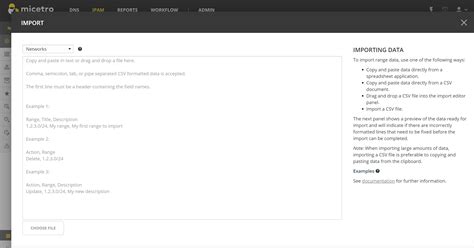 Importing IPAM Data Micetro Documentation