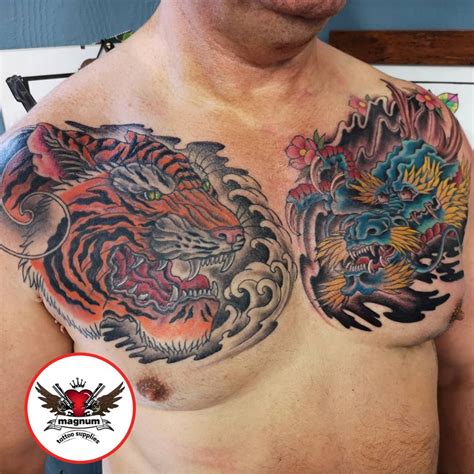 Japanese Tiger Chest Tattoo