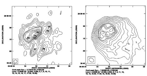 high resolution radio continuum maps at 1280 mhz left and 610 mhz