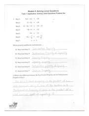 Solving Linear Equations Application And Problem Set For Course Hero