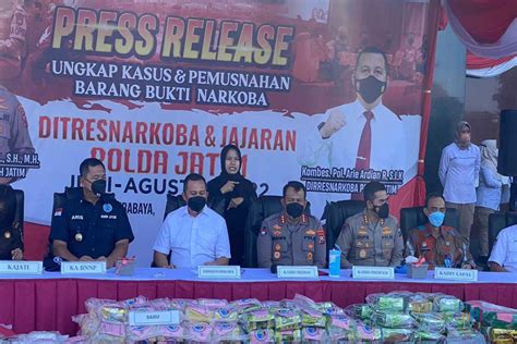 Polda Jatim Musnahkah Ratusan Kilogram Narkoba Hasil Penangkapan