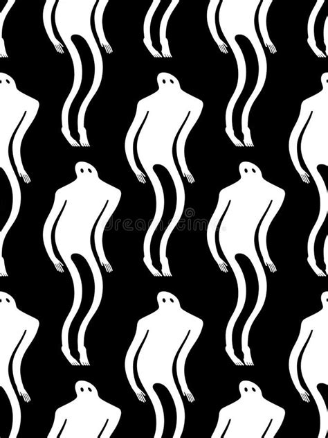 Ghost Man Pattern Seamless Human Phantom Background Stock Vector