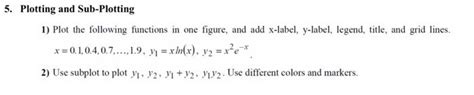 Solved 5 Plotting And Sub Plotting 1 Plot The Following