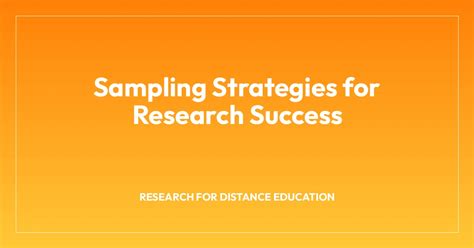 Sampling Strategies For Research Success Distance Learning Institute