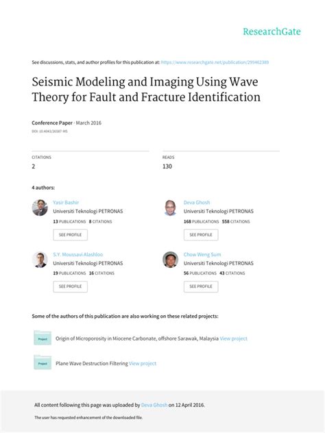 Seismic Modeling And Imaging Using Wave Theory For Fault And Fracture Identification Pdf