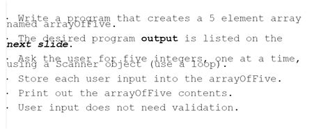 Solved Named Ar A Proqram That Creates A 5 Element Array