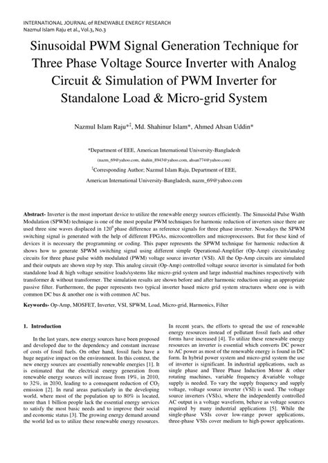 Pdf Sinusoidal Pwm Signal Generation Technique For Three Phase