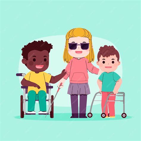 Illustration De Personnes Handicapées Dessinées à La Main Vecteur