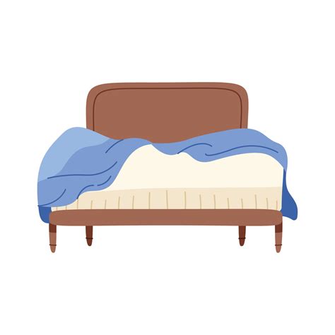 Bed With Blue Blanket 11146510 Vector Art At Vecteezy
