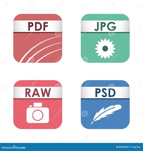 Simple Square File Types Formats Labels Icon Set Presentation Document